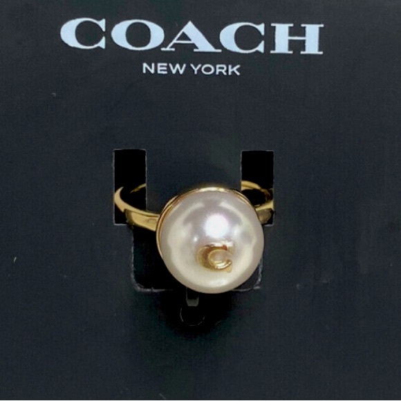 Coach | Jewelry | Coach New York Designer Gold Pearl Elegant Cocktail ...